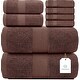 White Classic Luxury Cotton 8Pc Multi Size Towel Set [2 Bath Towels, 2 ...